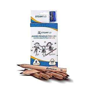 Learning Pencils for Toddlers 2-4 Years – Our Kids Pencils for Beginners Toddlers and Preschoolers with Jumbo Triangle Shape are Specially Designed Preschool Pencils for Beginners (8 Pack + Sharpener)