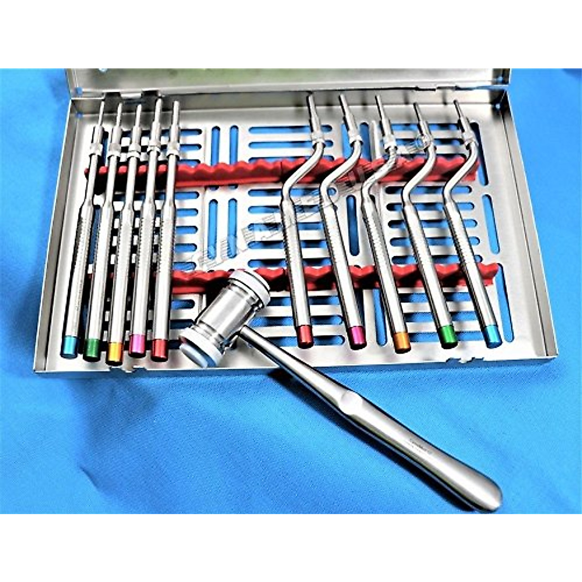 New Premium German Grade Sinus Lift Osteotomes Kit Straight Off Set Concave Mead Mallet Cassette Dental-A