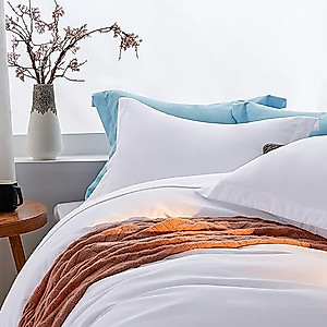 CozyLux Duvet Cover Queen Size White, Soft Microfiber Lightweight Bedding Duvet Cover Set 3 Pieces, 1 Duvet Cover 90x90 with Zipper Closure and Corner Ties and 2 Pillowcases, Comforter Not Included