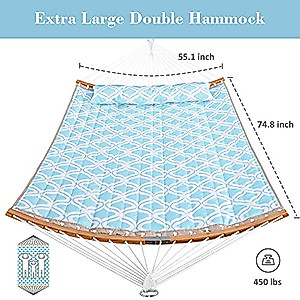 SUNCREAT Outdoor Tree Hammock for 2 Person, 450 lbs Capacity, Two Person Patio Hammock for Outdoor, Patio, Backyard, Garden, Green Drops