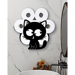 Cute Cat Toilet Paper Holder, Cute Farmhouse Wall-Mount Toilet Paper Rack for 8 Rolls, Metal Wall Art Bathroom Decorative