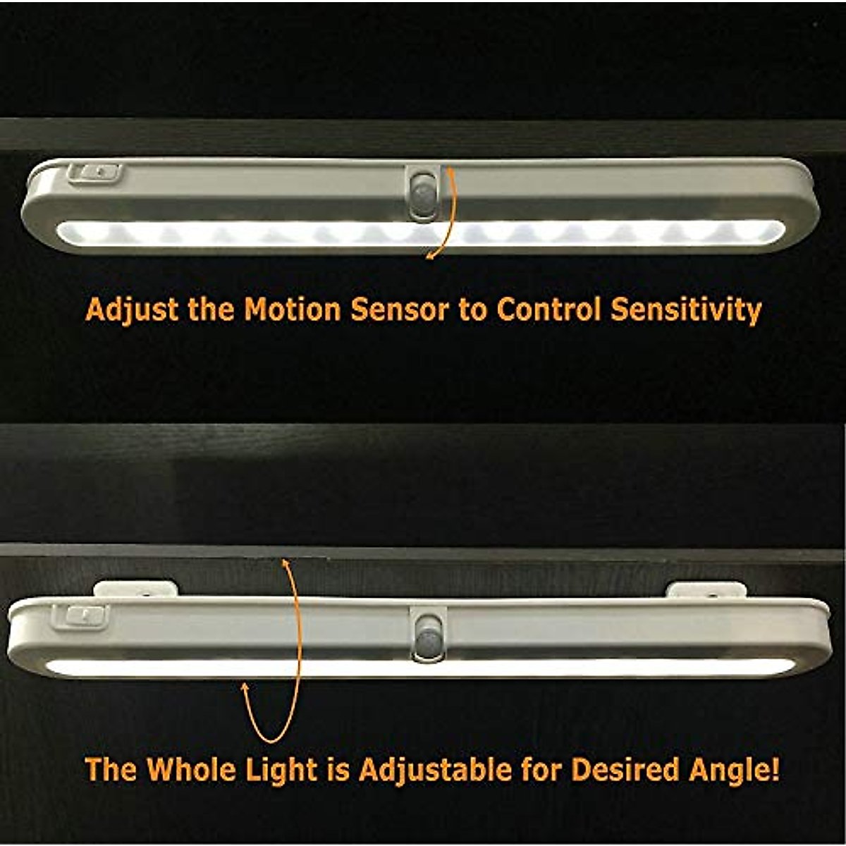 BLS T01L LED Closet Light Super Bright 20 LED Under Cabinet Lighting Battery Powered / DC Input Wireless Motion Sensing Light, Auto On Off Switch, Motion Sensor & Light Sensor, Light Beam Adjustable