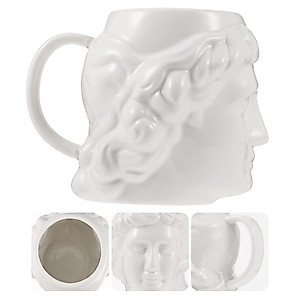 Cabilock 2pc Cup David Head Figurine Roman Coffee Mug David Head Vase Tea Mug Milk Container Handmade Coffee Mug Espresso Coffee Mug Gift Greek Coffee Mug Shot Glass White Trend 3d Ceramics