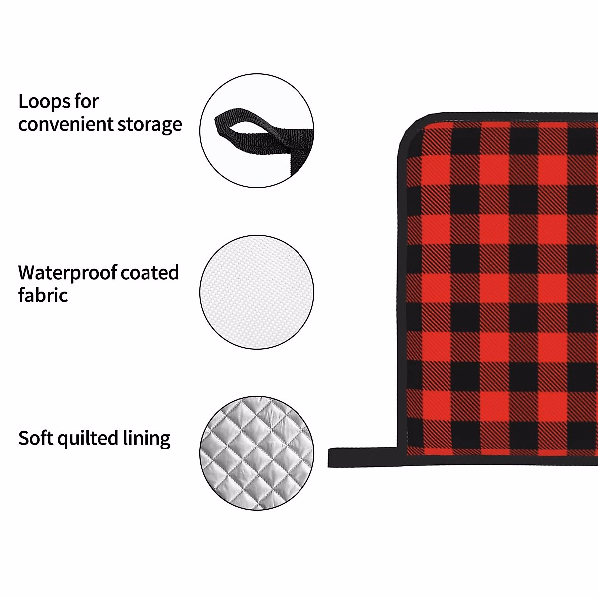 Buffalo Plaid Oven Mitts and Pot Holders Sets, 4 Piece Set, Heat Resistant Polyester Gloves and Pads for Kitchen Cooking Baking Grilling BBQ