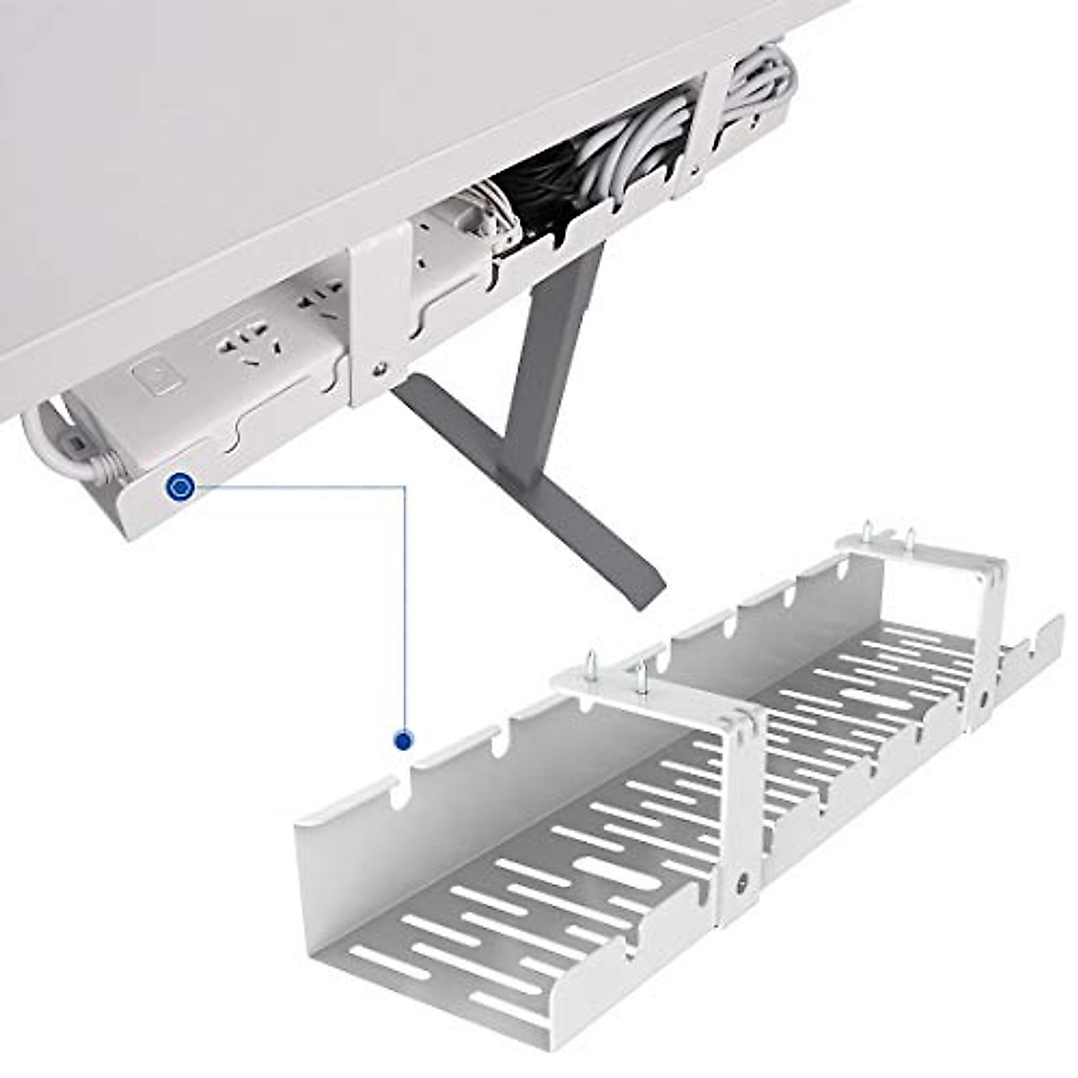 FLEXISPOT Under Desk Cable Management Tray, Metal Raceway Wires Cable ...