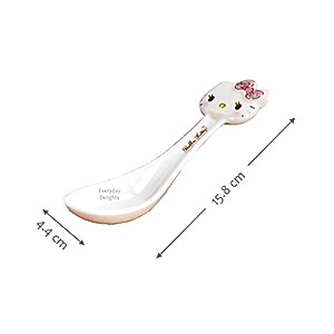 Hello Kitty Cute Pink Dinnerware Flatware Meal Set – Plate Bowl Cup Spoon, 4 pieces