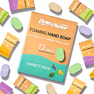 flowcheer Foaming Hand Soap Tablet Refills-12 pack Makes 96 fl oz (12 x 8 fl oz Bottles)-Variety Fragrance Soap Refills Tablets for Using With Foaming Hand Soap Dispenser(Not Included) Only
