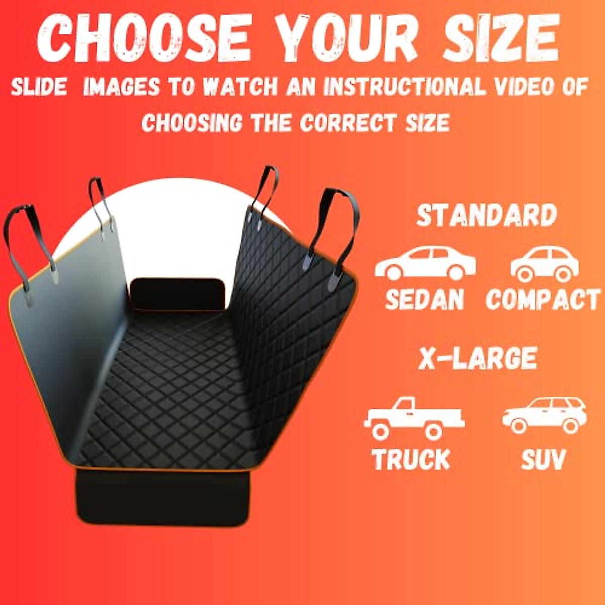 Dog car seat Cover for Back seat for Cars & SUVs - Durable pet car seat Cover Backseat Protector, Nonslip Dog Hammock for car, Waterproof Scratchproof Rear seat Cover Against Dirt, Fur, W/Side Flaps