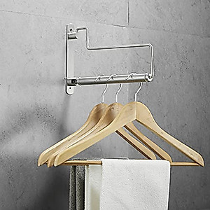 SHUNLI Drying Racks Folding Clothes Hanger Wall Mounted with 180°Swing Arm,Laundry Clothing Hanging Holder System Organizer Space Saver,Brushed Nickel