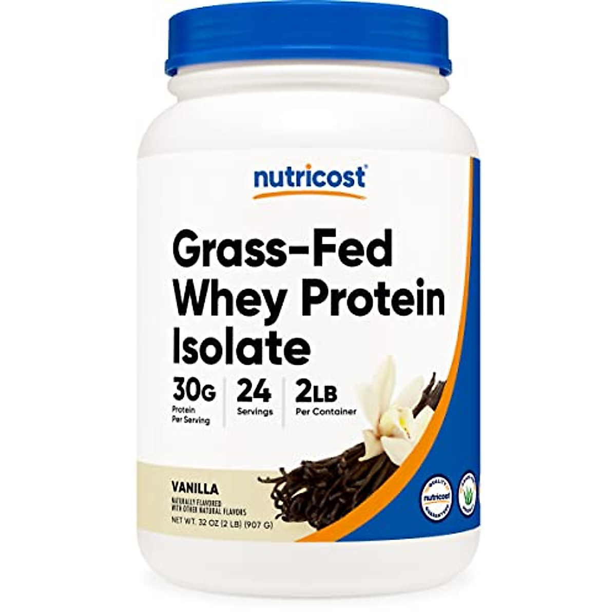 Nutricost Grass-Fed Whey Protein Isolate (Vanilla) 2LBS - Non-GMO, Gluten Free, Natural Flavors