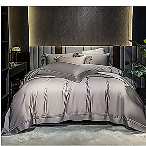 UpcoT Long Staple Cotton Hollowed Out Four-Piece Set Cotton Sateen Sheet Bed Cover Wide Brim Series (Color : Argento, Size : 200 * 230cm)