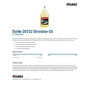 Dahle Shredder Oil Reduces Friction and Optimizes Performance in Paper Shredders, For Use In All Shredders, 4 - 1 gal. Bottles