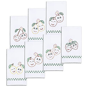 Jack Dempsey Needle Art - Happy Vintage Fruit Decorative Hand Towel Set White 17" x 28"