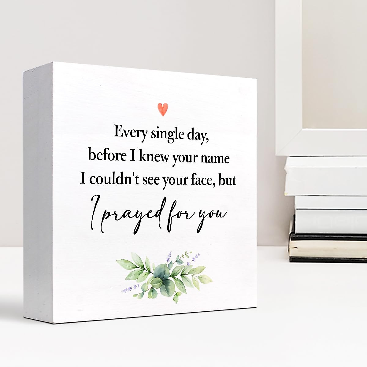 I Prayed for You Wood Block Sign Desk Decor,Rustic Love Wooden Box Plaque Sign Desk Decor for Home Bedroom Shelf Table Decor Decorations