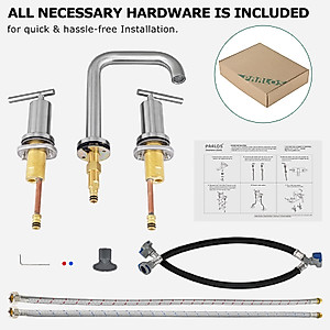 PARLOS Brushed Nickel 8 inch Widespread Bathroom Sink Faucet 3 Hole Vanity Faucet with cUPC Faucet Supply Lines, 1.2GPM