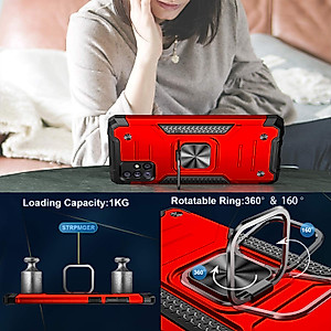 IKAZZ for Galaxy A51 5G Case with Screen Protector,Dual Layer Soft Flexible TPU and Hard PC Anti-Slip Full-Body Rugged Protective Phone Cover with Kickstand Red