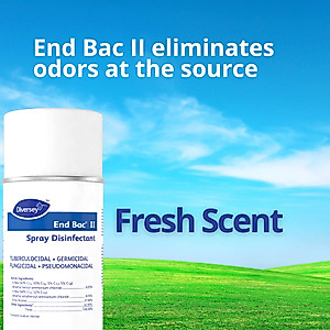 Diversey 04832 End Bac II Spray Disinfectant, Eliminates Odors & Prevents Mold & Mildew, Fresh Scent, Aerosol, 15-Ounce (Pack of 12)