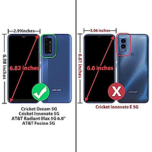 TJS Compatible with AT&T Radiant Max 5G 6.8"/Cricket Dream 5G/Cricket Innovate 5G/AT&T Fusion 5G Case, with Tempered Glass Screen Protector, Dual Layer Hybrid Shockproof Impact Phone Case (Black)