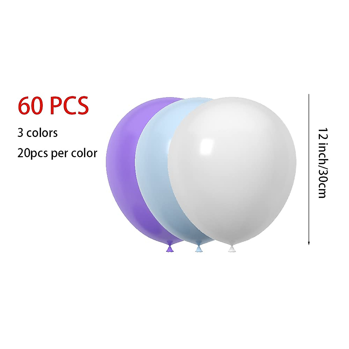 JODIDI 60 Pcs 12 Inch Latex Balloons in Purple, Blue and White, Perfect for Spring, Summer, Birthday, Graduation, Wedding and Baby Shower Party Balloons Decorations(Purple Blue And White)