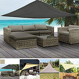 LKXHarleya 6.5ft x 6.5ft x 6.5ft Sun Shade Sail Triangle Canopy, Waterproof UV Block for Patio Garden Outdoor Facility and Activities(Grey)