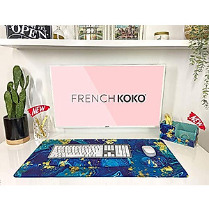 French Koko Large Mouse Pad, Long Desk Mat Keyboard Pad Desktop Accessories Home School College Decor Supplies Pretty Mousepad Big Computer Office Essentials Women Girls XL Cute Modern Marble