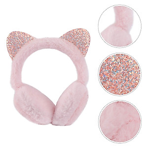 SOIMISS Winter Earmuff for Cute Cat Ear Muffs Plush Sequin Foldable Earmuffs Ear Warmer for Girls Boys