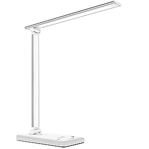 Lapeort LED Desk Lamp, Eye-Caring Dimmable Table Lamps, Portable Office Lamp with USB Charging Port, 5 Lighting Modes, Timer Function, Touch Sensitive Control for Reading, Study, Working