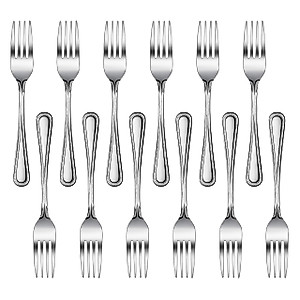 New Star Foodservice 58468 Bead Pattern 18/0 Stainless Steel, Dinner Fork 7.7-Inch Set of 12