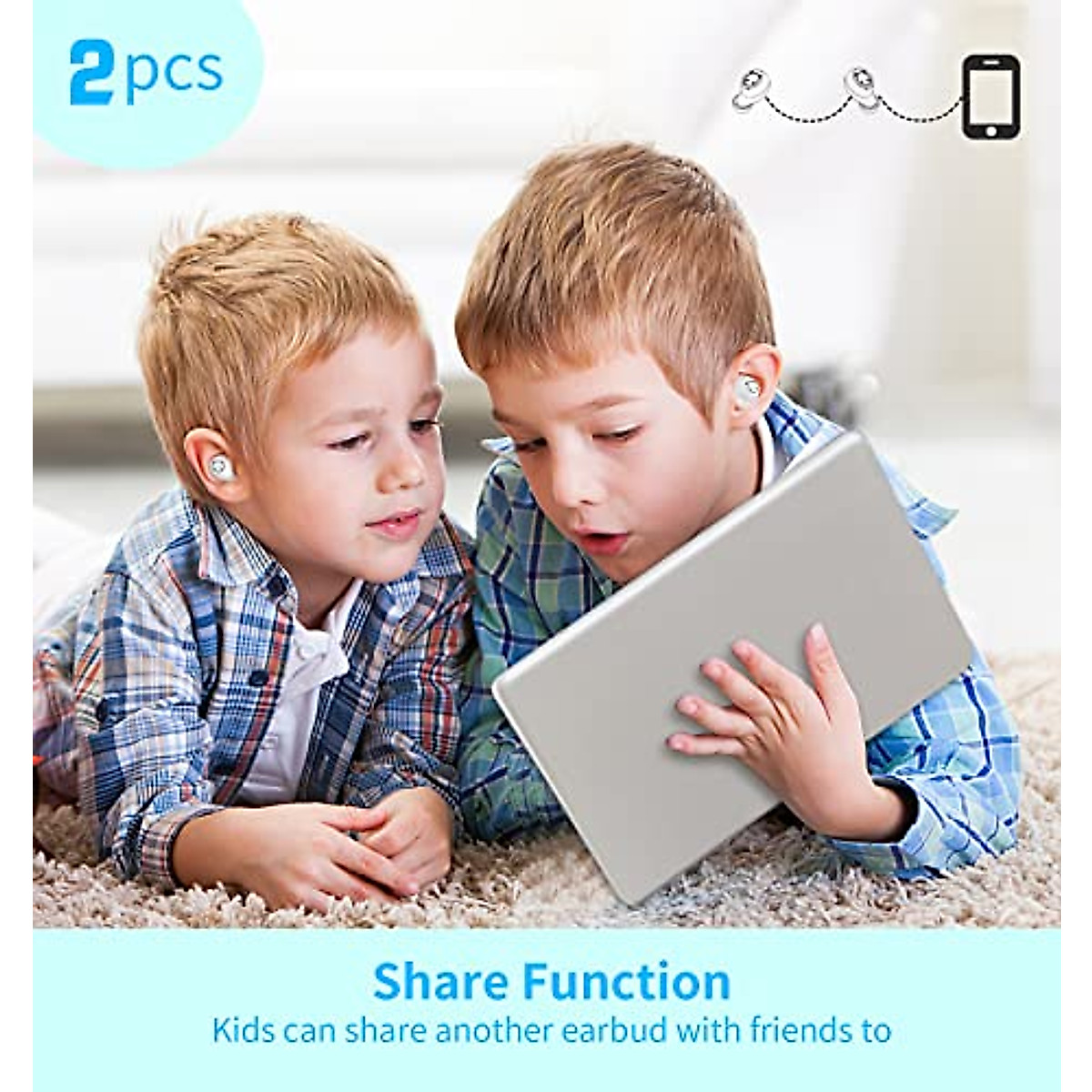 Togetface Kids Wireless Earbuds for Small Ears - Panda Bluetooth Headphones - with Mic and Noise Cancelling, is The Best Christmas, Halloween and Birthday Gift for Kids, Friends, Family and Adults.