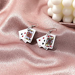 GBAHFY Poker Irregular Women Drop Earring Playing Card Resin Girl Casual Ear Jewelry Party Hip Hop Jewellery (Poker Irregular Earring-White), Black