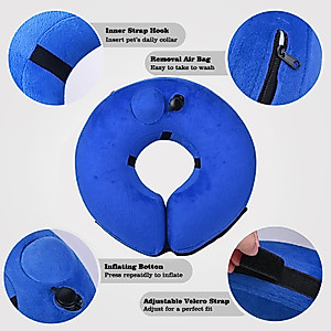 BGGo Inflatable Dog Cone Collar for Dogs After Surgery, Self-Inflating Soft Adjustable Blow up Donut Dog E-Collar for Medium Large Dog and Cats