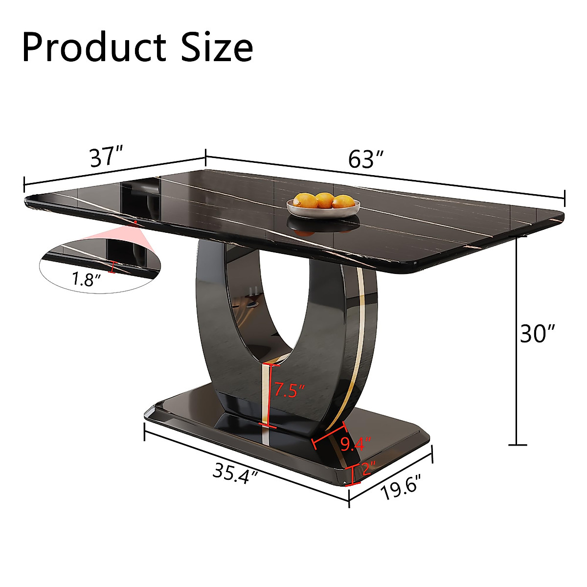 Btikita Dining Table Set for 6, Kitchen Table Chairs Set of 6, Modern Dining Room Set with 63 inch Marble Dinner Table PU Leather Upholstered Chairs for Dining Room Kitchen