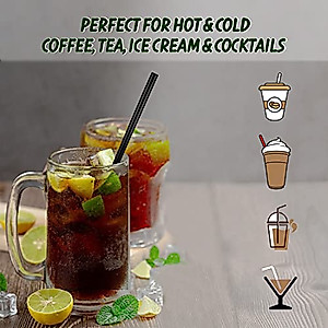 Party Bargains Disposable Coffee Stirrers 5", 360 Count, Black, Plastic Drink Stirrer Sticks, Cocktail Straws Bar Accessories, Hot Chocolate, Tea, Espresso Mixer, Cafes, Bistros, Hot Cold Beverages