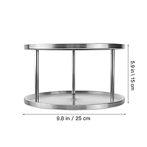 Hemoton Stainless Steel Dessert Serving Plate 2- tier Snack Plate Metal Seafood Display Trays Food Holder Tower for Restaurant Buffet Wedding Party Platter