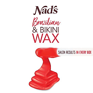 Nad's Brazilan & Bikini Wax Kit, Hair Removal For Women, Body Wax Specifically For Coarse Hair, At Home Waxing Kit With Hard Wax + Calming Oil Wipes + Wooden Spatula