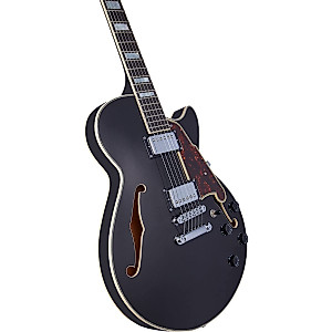D'Angelico 6 String Semi-Hollow-Body Electrical Guitar, Right, Black Flake (DAPSSBLFCS)