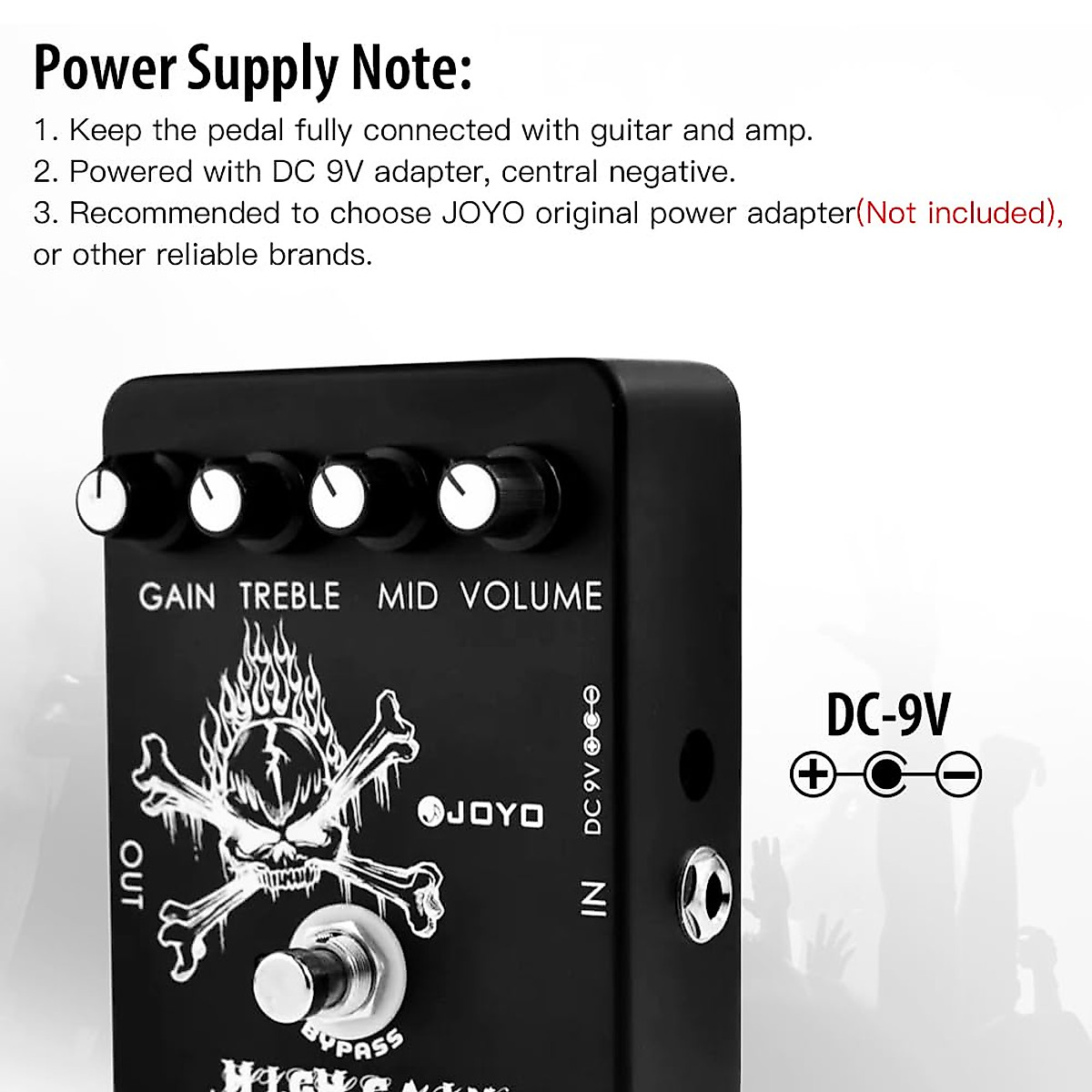 JOYO High Gain Distortion Pedal from AC/DC Crunch to Heavy Metal with Full Range EQ for Electric Guitar Effect - Bypass (JF-04)