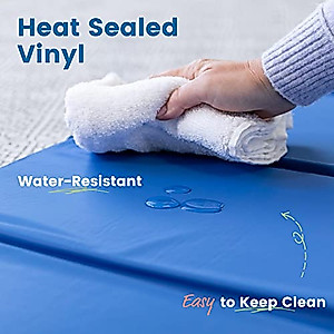 ECR4Kids Everyday Folding Rest Mat, 4-Section, 5/8in, Sleeping Pad, Blue/Grey, 1-Piece