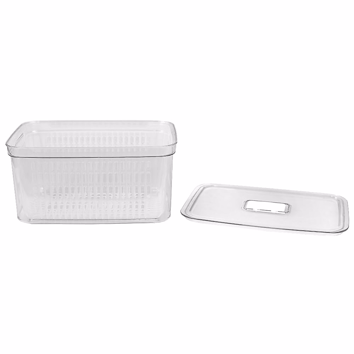 Home Basics Fruit and Vegetable Fridge Storage Container Large Produce Saver with Lid and Removable Colander