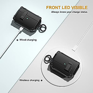 Airpods Pro Case with Automatic Magnetic Lock Clip,Apple Airpods Pro Case Cover with Keychain, Military Grade Armour Protective Airpods Pro (2019) Case with Support Wireless Charging(Black)