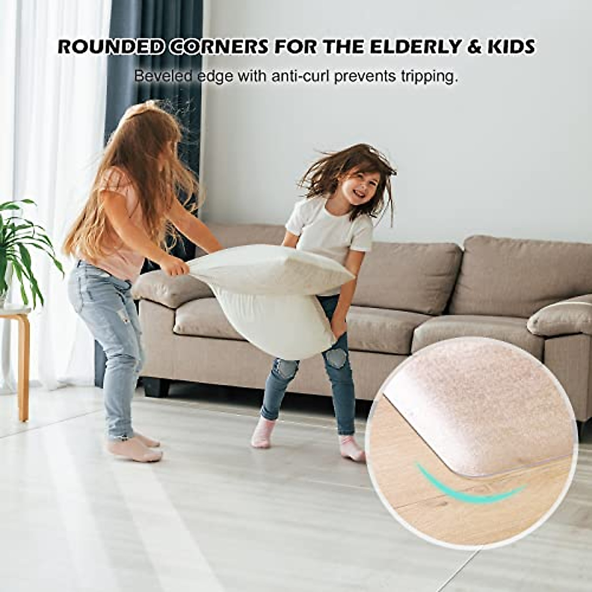 SALLOUS Clear Chair Mat for Hard Floors, 63" x 51" Large Office Chair Mat for Hardwood Floor, Chair Mat for Hard Surface, Floor Protector Desk Mat for Home Office, Gaming Easy Glide (Clear)