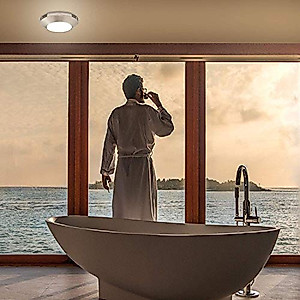 Homewerks 7117-01-BN Bathroom Integrated LED Light Ceiling Mount Exhaust Ventilation 1.1 Sones 80 CFM, Bath Fan Brushed Nickel