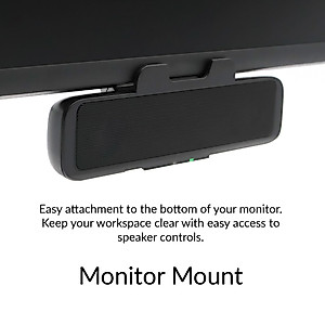 Cyber Acoustics USB Speaker Bar (CA-2890) – Stereo USB Powered Speaker, Easily Clamps to Monitor, Convenient Controls