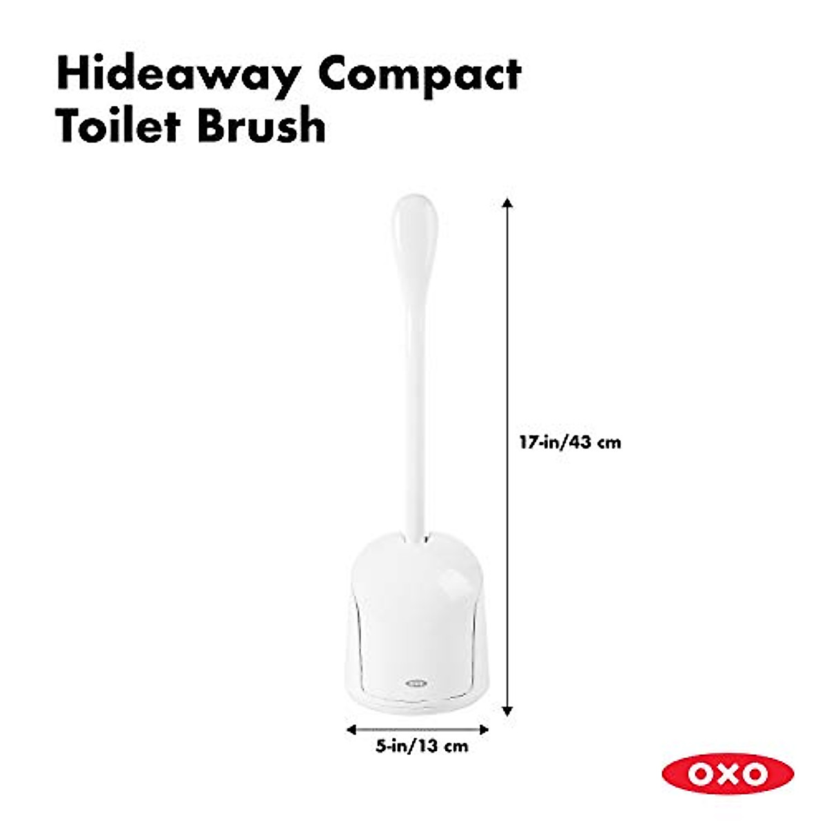 OXO Good Grips Compact Toilet Brush & Canister, White, 6" x 4-3/4" x 17-1/4" h