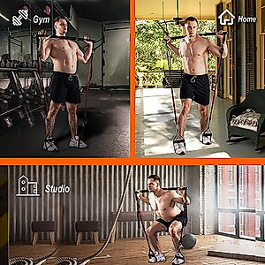 HOTWAVE Pilates Bar Kit with Resistance Bands. Fitness Bar with Ab Roller for Abs Workout. Squat Machine.Core Strength Training Equipment.Portable Home Gym for Men and Women