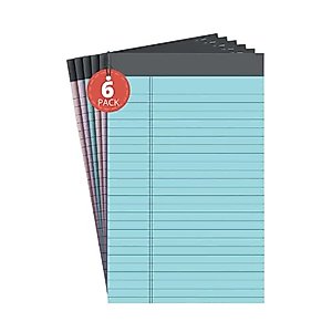 1InTheOffice Legal Pads Narrow Ruled 5x8, Narrow Ruled Note Pad, Assorted Colors, Pastel, 50 Sheets/Pad, 6 Pads/Pack