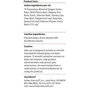 Amber NaturalZ Adizone Herbal Supplement for Dogs | Canine Herbal Supplement for Occasional Soreness, Stiffness, Aches and Discomfort | 1 Fluid Ounce Glass Bottle | Manufactured in The USA