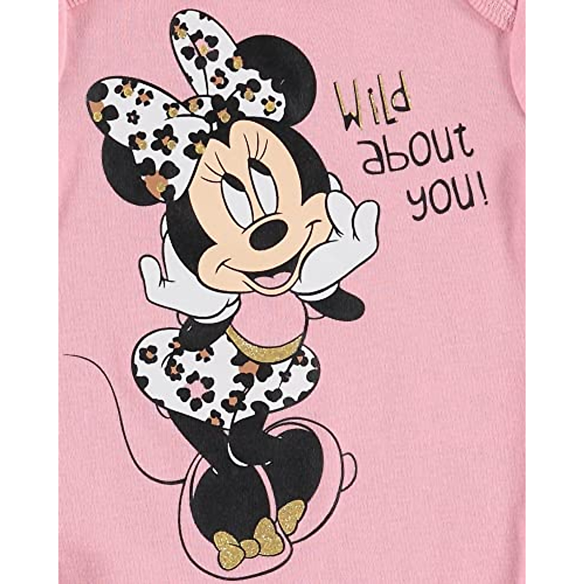Disney Minnie Mouse Newborn Baby Girls 4 Piece Outfit Set: Bodysuit Pants Bib Hat Pink 3-6 Months