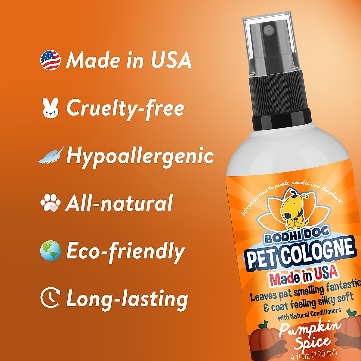 Bodhi Dog Natural Dog Cologne (Pumpkin Spice) - Premium Scented Deodorizing Pet Perfume with Conditioner for Dogs & Cats - Keeps Pets Fresh & Clean - Gentle and Safe Formula, Made in USA (4 Fl Oz)