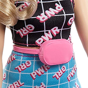 Barbie Fashionistas Doll #202 with Curvy Body, Blonde Hair, Girl Power Print Outfit & Accessories